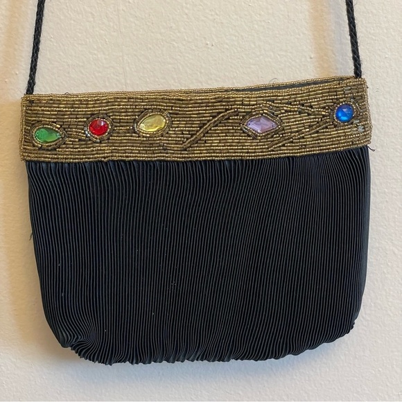 Vintage | Bags | Vintage 99s Black Gold Beaded Michele Stuart Crossbody ...